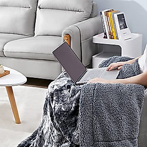 Comaza Faux Fur Throw Blanket with Reversible Sherpa for Sofa,Couch and Bed,Queen Size Soft Cozy Fuzzy Plush Fluffy Fleece Blankets(Gray,90x90 inches)