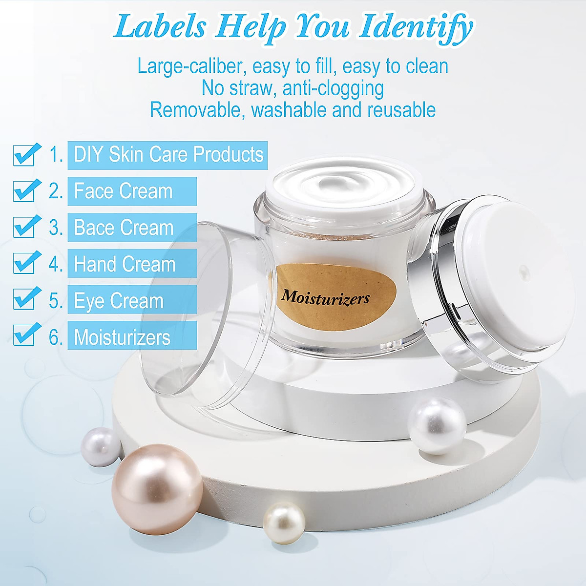 15 Pcs Airless Cosmetic Container Vacuum Cosmetic Bottle Vacuum Cream Jar Travel Cream Container Empty Refillable Cosmetic Air Pump Bottle Airless Pump Jars for Creams (1.7oz/50ml)