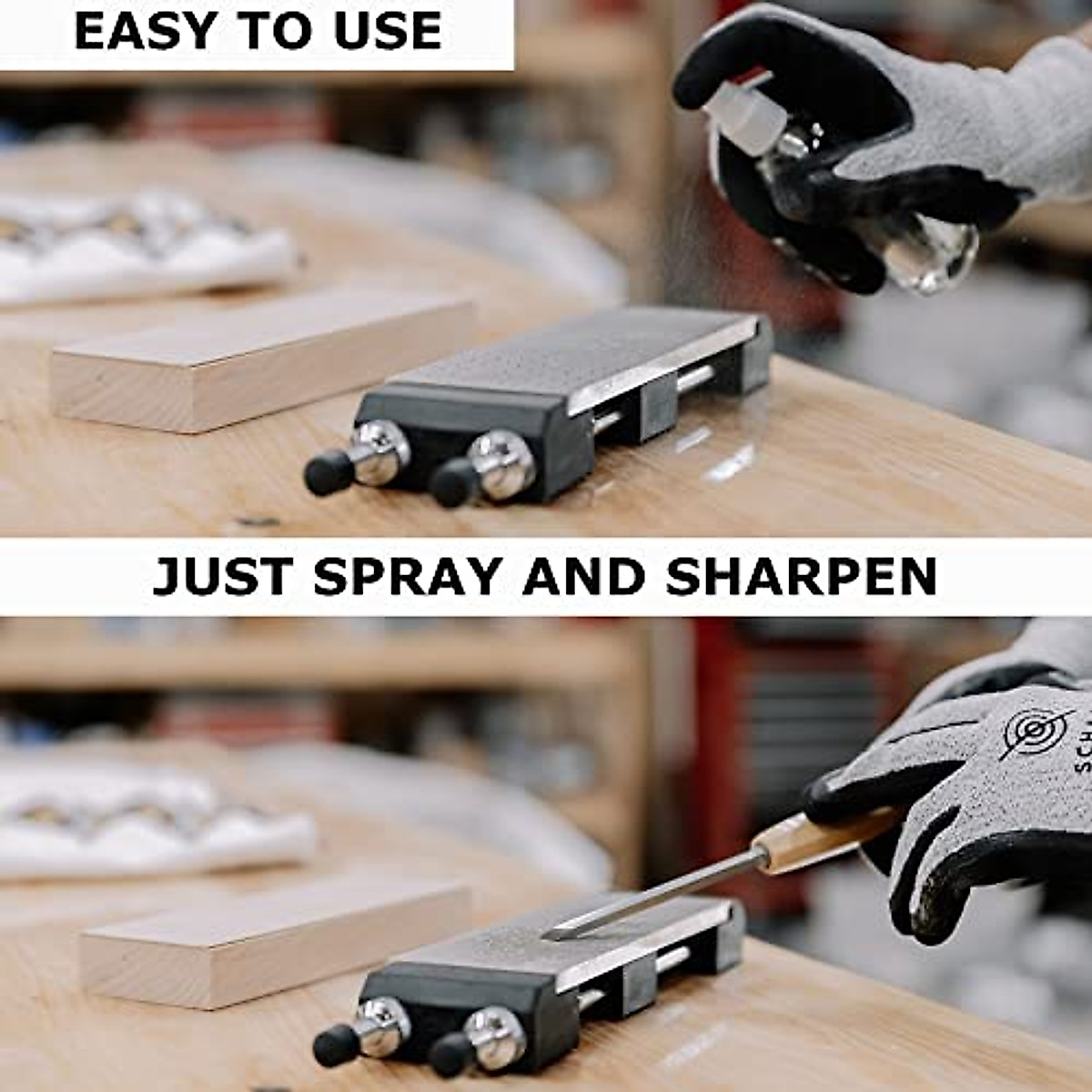 Schaaf Tools (2-Sided) Diamond Sharpening Stone Set, Fine/Coarse Grit | 8 Inch, 400/1000# Diamond Sharpening Plate | Adjustable Diamond Sharpening Stone Set, Spray Bottle, eBook Included