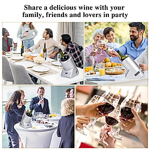 SOKO Electric Wine Chiller, Single Bottle Wine Cooler Keeps 750ml Wine Cold Up to 24 Hours, Stainless Steel, Silver