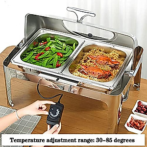 Food Warmers Electric for Parties Buffets, 9L/13L Stainless Steel Chafing Dishes Serving Food Warmer, Commercial Buffet Servers and Warmers with Visible Lid 400W (1/3 Size Pan 13L)
