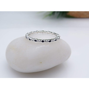 Dazzlingrock Collection Round Blue Sapphire & White Diamond Eternity Wedding Band for Women in 10K White Gold Size 8