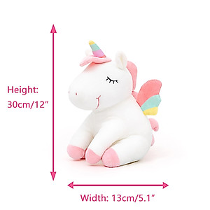 Lazada Unicorn Stuffed Animal Plush Toys Girls Gifts with Rainbow Wings White 12 Inches…