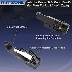 MITZONE Passenger Side Interior Door Handle Front Right Compatible with 2006-2012 Ford Fusion 2007-2012 Lincoln MKZ 2006-2011 Mercury Milan Replaces # 6E5Z5422600AA 81701 6E5Z-5422600-AA