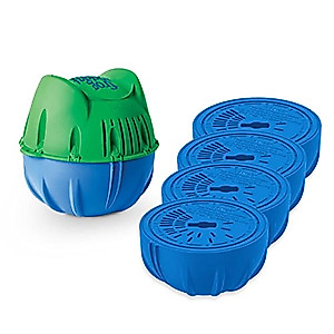 Flippin’ FROG Complete Floating Sanitizing System + 4 Flippin’ FROG Replacement Cartridges for Pools up to 10,000 gallons, Quick and Easy All-in-One Pool Sanitizer