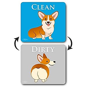 Dog Butt Funny Clean Dirty Dishwasher Magnet, Reversible Dish Washer Refrigerator Sign, Funny Corgi Butt, Double Sided Strong Kitchen Flip Indicator, Bonus Universal Magnetic Plate, Animal Magnet