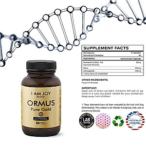 I Am Joy co. Ormus Gold Capsules Monoatomic Elements with Adaptogens Maca and Ashwaganda | May Help Balance Mood, Decalcify Pineal Gland, Repair DNA, Enhance Relaxation - 60 Vegan Capsules