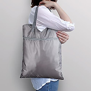 2 Pcs Travel Laundry Bags Waterproof with Handle Dirty Clothes Bag for Traveling Hanging Laundry Hamper with Two Zippered Pockets Washable Reusable for Sports Home Travel College Dorm (Black, Gray)