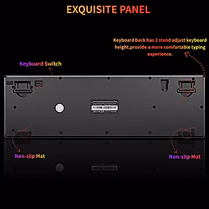 Wireless RGB Gaming Keyboard and Mouse - Rechargeable RGB Backlit Keyboard Mouse Long Battery Life,Mechanical Feel Gaming Keyboard with 7 Color Wireless Gaming Mouse for PC Game and Work