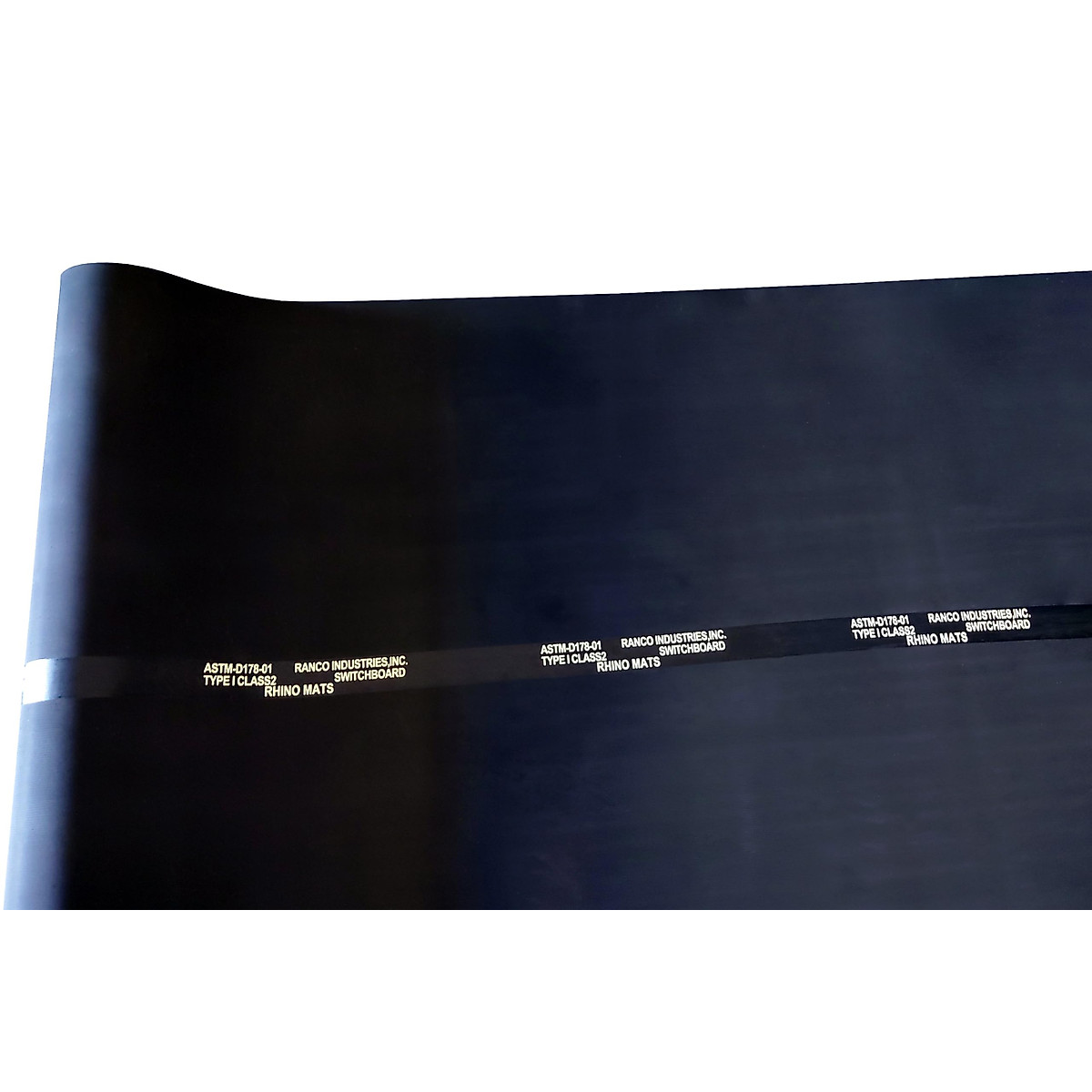 Rhino Dielectric, Non-Conductive, Insulating Switchboard Mat, Class 2, 3' x 5' x 1/4" Thick, ASTM D178, Color; Solid Black, Corrugated Surface