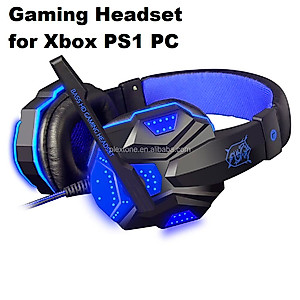 Plextone PC780 Gaming Headset with Microphone Stereo Bass Earphone for PC, Xbox One, PS4, Mac, Mobile and VR (Black and Red)