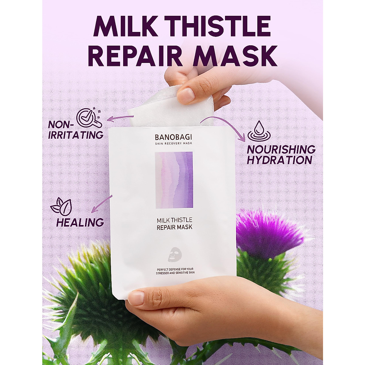 BANOBAGI Milk Thistle Repair Mask | Face Moisturizer Korean Face Mask Skin Care Sheet | Hydrating Face Masks Skincare Copper Tripeptide & Burdock Root Extract (Pack of 10 sheets, 1.01fl oz)