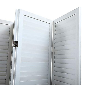 JAXPETY 8 Panel Wood Louvered Room Divider, 5.6 Ft Tall Oriental Folding Freestanding Privacy Screen Room Dividers for Home, Office, Bedroom (White)