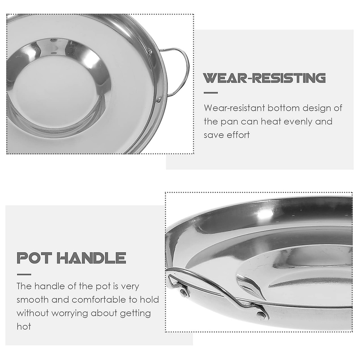 UPKOCH Mexican Style Wok Stainless Steel Comal Para Tacos Concave Frying Pan Nonstick Cooking Pan for Tortillas, Silver