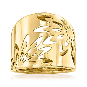 Ross-Simons Italian 14kt Yellow Gold Openwork Floral Ring. Size 9