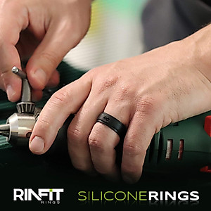 Rinfit Silicone Rings for Men - Mens Silicone Wedding Band - Infinity Silicone Ring Men - Rubber Wedding Rings - Patented Design - SetG, Size 10