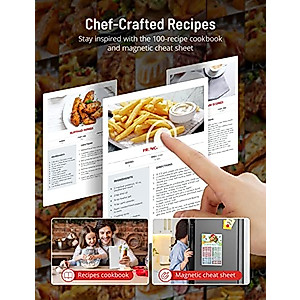 Air Fryer Toaster Oven Combo, Paris Rhône 24-in-1 Countertop Convection Ovens, 26QT Large Rotisserie Cooker with Led Digital Touchscreen, Sensitive Knob, Basket, Rack Tray, Cookbook and Magnet Menu