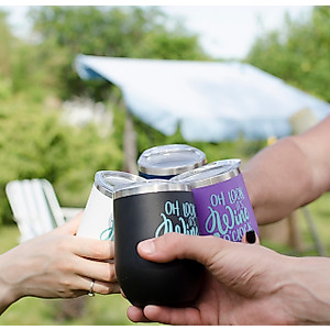 Prokitline Wine Tumbler With Sayings, Premium Stainless Steel Funny Wine Cup Glass for Men, Women, Sister, Mom, Friend Tiffany Purple