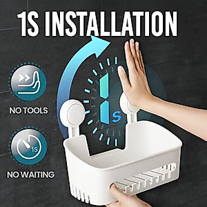 TAILI Suction Shower Caddy 2 Pack, Bathroom Shower Basket Wall Mounted Shower Organizer Shelf for Shampoo, Body Wash, Conditioner, Plastic Shower Rack for Kitchen & Bathroom, Drill-Free Removable