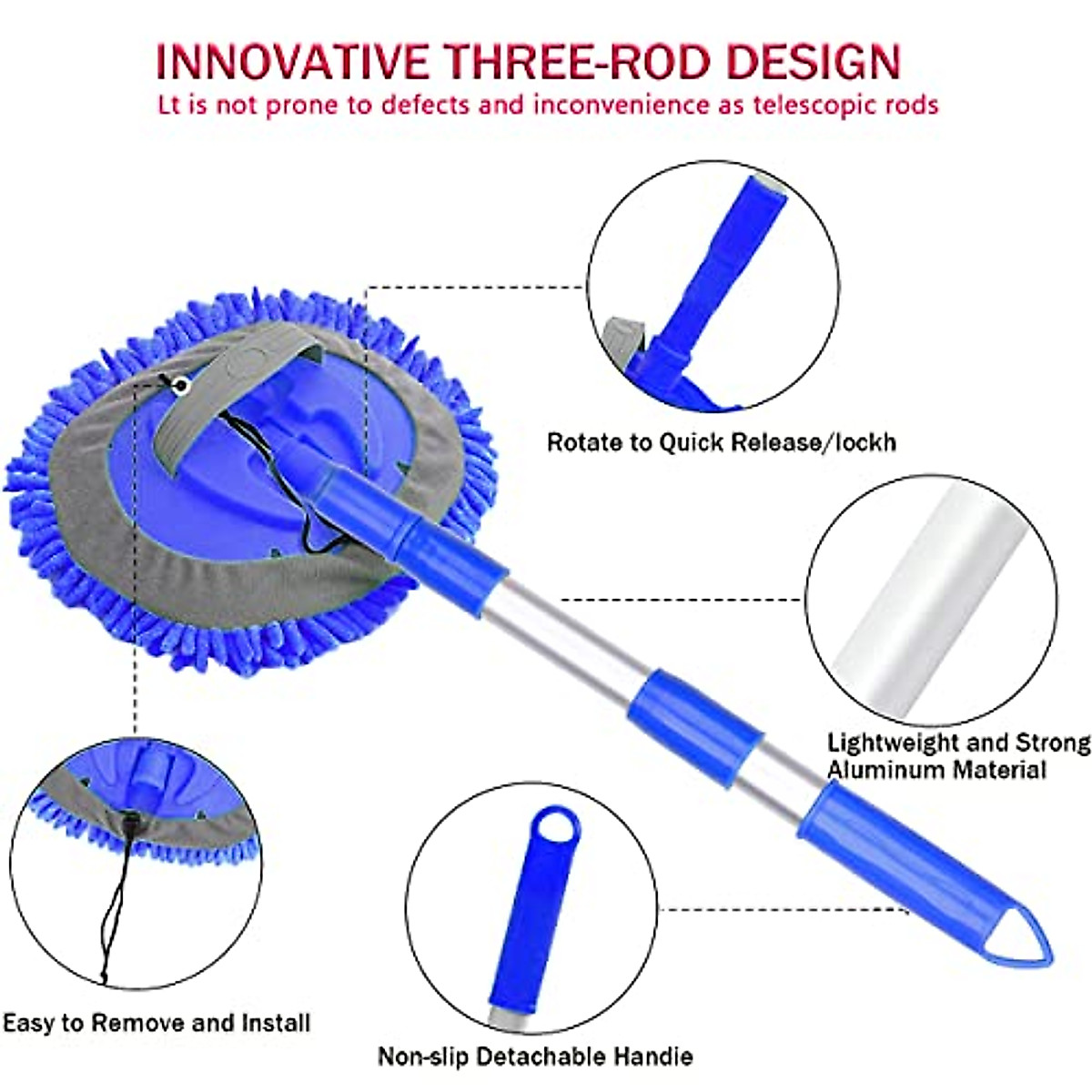LIANXIN Car Interior Cleaning Kit - Car Cleaning Kit &amp- Car Wash Kit-Car Wash Cleaning Tools Kit with Car Wash Brush Mop and Microfiber Towels