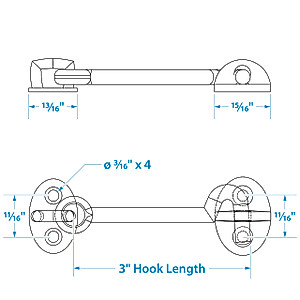 Seachoice Chrome-Plated Cast Brass 3 in. Marine Cabin Door Hook w/ #6 Fastener