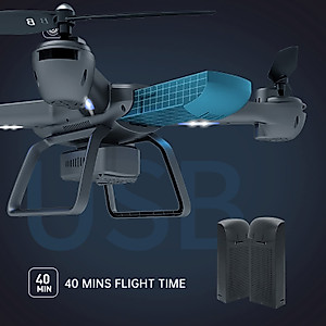 GPS Drone with 4K Camera for Adults Begineer, Dual Positioning 5G WiFi FPV Live Video 40mins Flight Time 2 Cameras RC Quadcopter Drone Auto Return Follow Me (2 Batteries) …