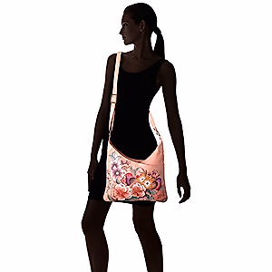 Anna by Anuschka Women's V Top Multi-compartment Crossbody Cross Body Handbag, Vintage Garden, One Size US