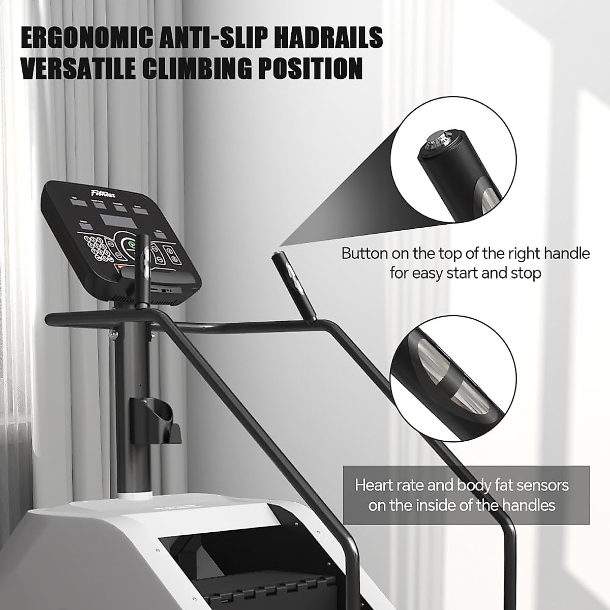 SPART Stair Climber with LED Screen, Commercial Grade Stepmill Exercise Machine, 15 Speed Levels Stair Climber Stepping Machine for Cardio and Lower Body Workouts, 660LBS, 15-164 Steps/Minute, White