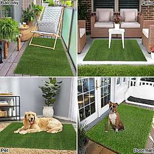 SHACOS Artificial Grass Rug 3x5 Feet 1.2 inch Outdoor Fake Grass Turf Mat Turf Grass Rugs with Drainage Holes Grass Carpet for Dogs Gym Patio Yard Balcony Landscape Lawn Deck Decor
