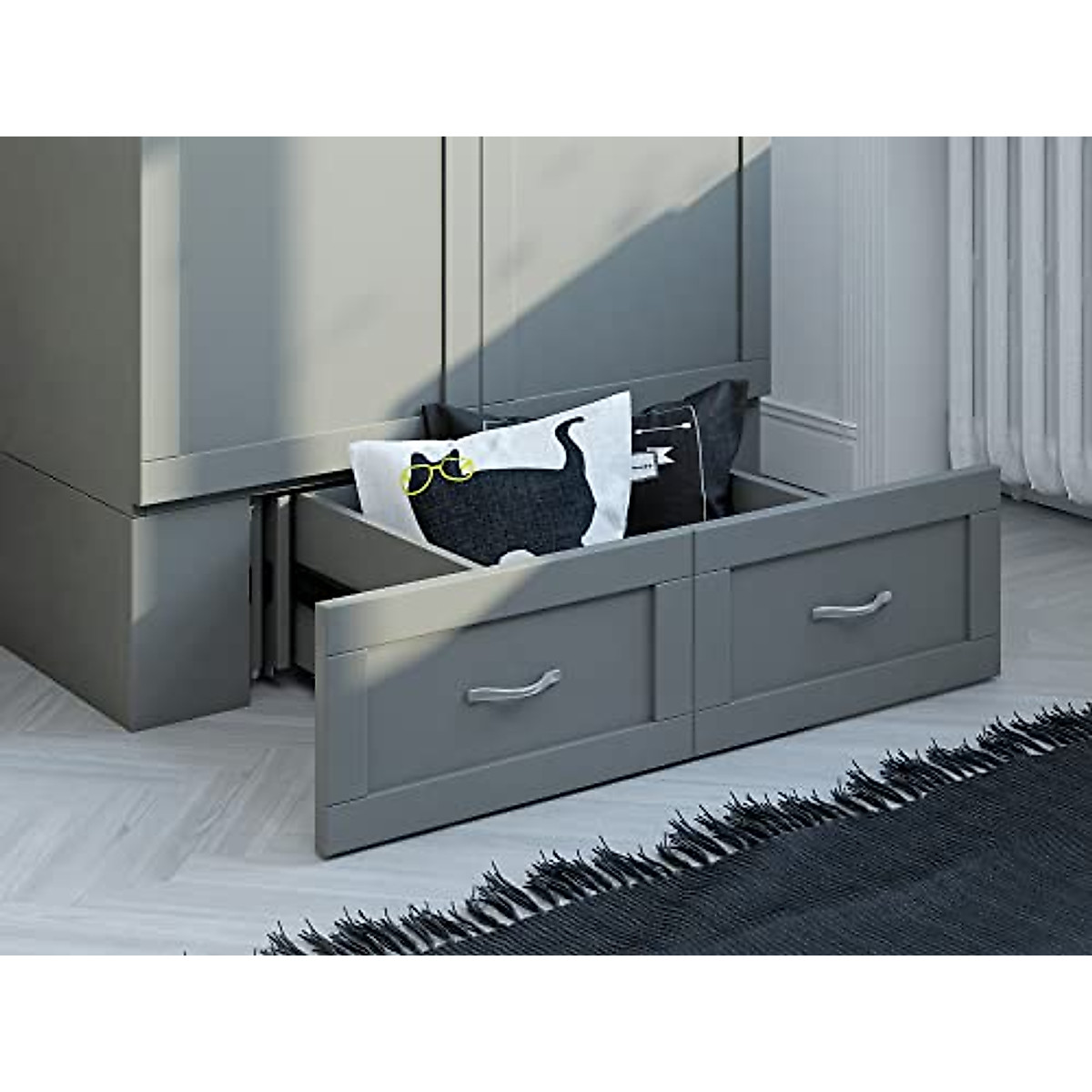 AFI Hamilton Murphy Bed Chest with Charging Station, Twin XL, Grey