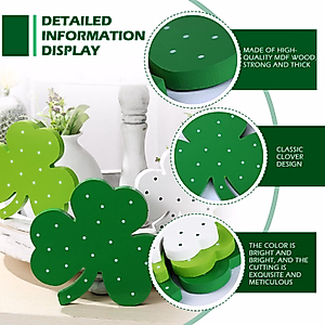St. Patrick's Day Table Wooden Signs 3 Pieces St. Patrick's Table Decor Irish Themed Wooden Shamrock Decor Green Shamrock Blocks St. Patrick's Day Shamrocks Lucky Sign for Home Decor (Cute Style)