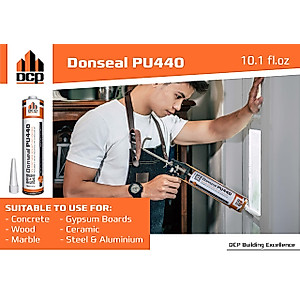 DCP Donseal PU440 Concrete Sealant - Paintable Concrete Expansion Joint Filler - Non-sag Polyurethane Caulk for Joints & Walls - Grey Concrete Sealer 10.1 fl. oz Cartridge