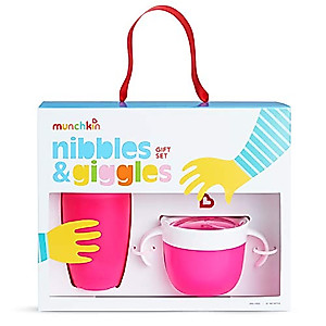 Munchkin® Nibbles & Giggles Toddler Gift Set, Includes 10oz Miracle 360 Cup and Snack Catcher, Pink