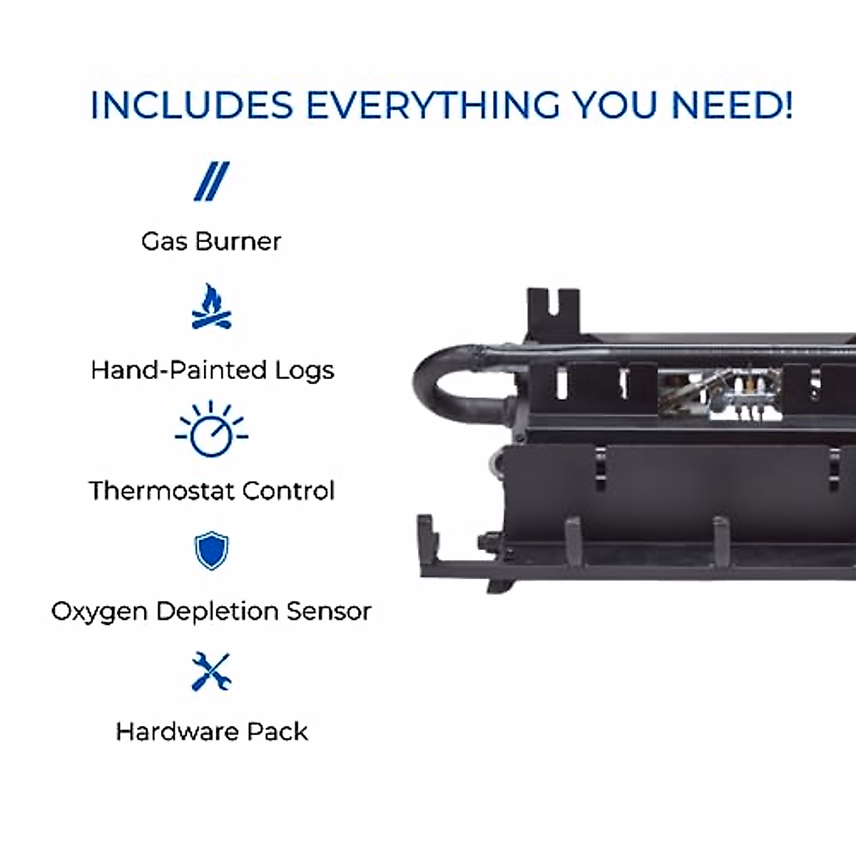 HearthSense VFL24T Dual Fuel Ventless Fireplace Logs Set with Thermostat, Use with Natural Gas or Liquid Propane, 32000 BTU, Heats up to 1100 Sq. Ft, Brown, 24 Inches