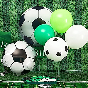 86 Pieces Soccer Birthday Party Decorations Supplies Include Soccer Birthday Party Backdrop Plastic Soccer Table Covers Soccer Balloon Garland for Soccer Event Birthday Party
