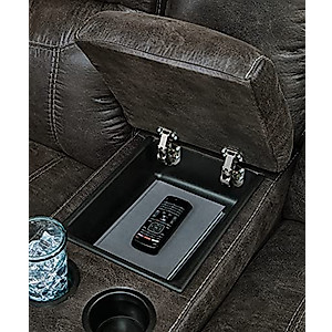 Signature Design by Ashley Grearview Power Reclining Loveseat with Console & Adjustable Headrest, Dark Gray