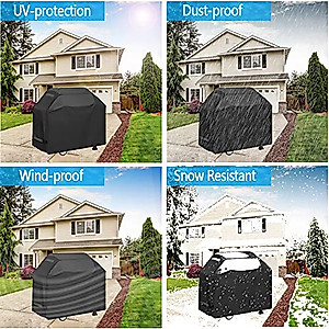 Grill Cover, Waterproof BBQ Grill Cover, 58 inch Rip-Proof and Anti-UV Barbecue Gas Grill Cover Compatible for Weber Char-Broil Nexgrill Grills and More