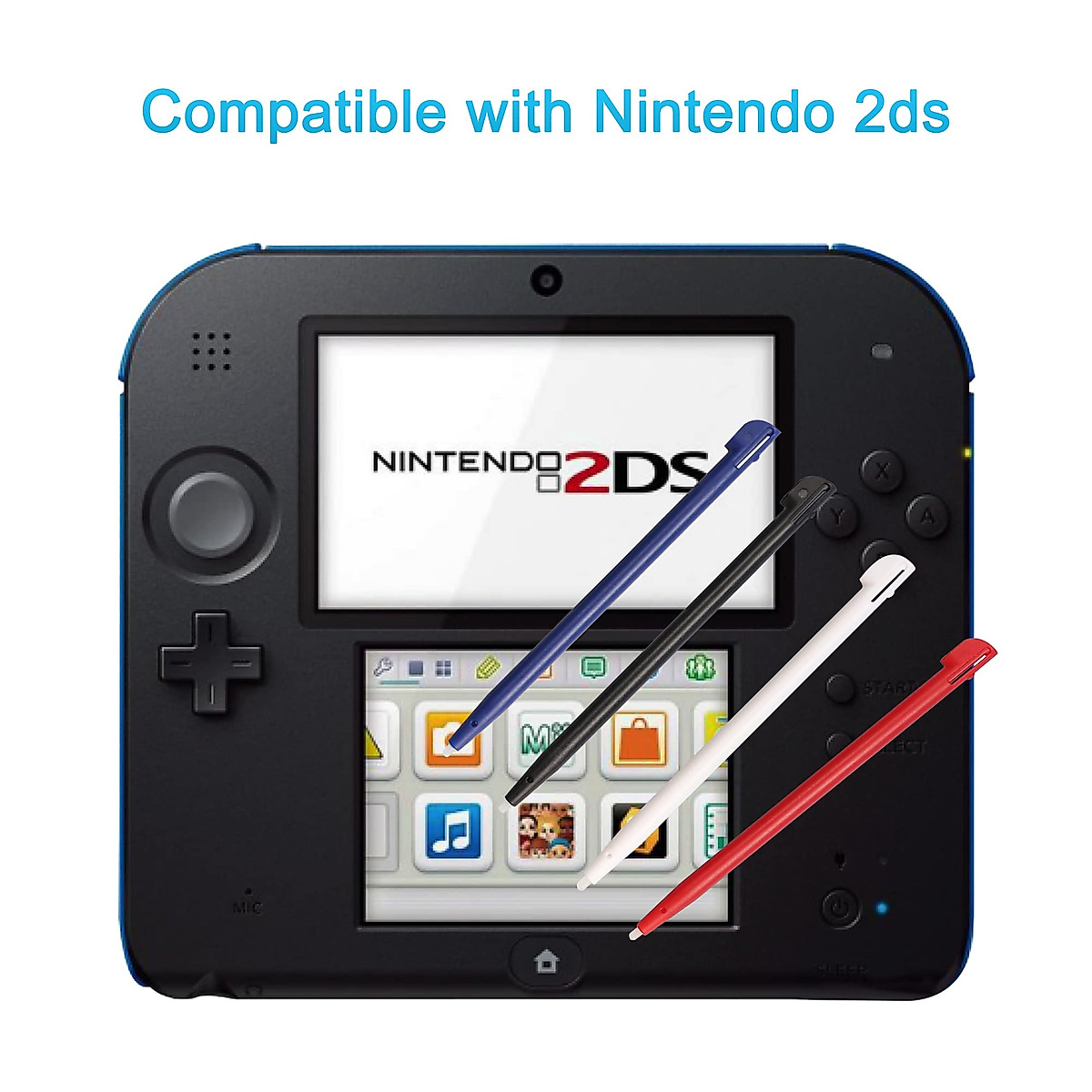 2DS Stylus Pen, Xahpower Replacement Stylus Compatible with Nintendo 2DS, 4 in 1 Combo Touch Styli Pen Set Multi Color for 2DS