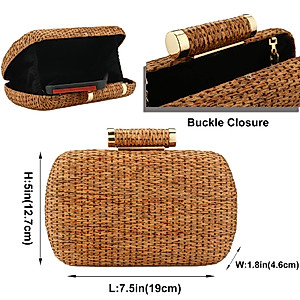 YYW Straw Clutch Purse for Women Hand-Woved Evening Handbag Party Wedding Summer Wicker Beach Bag (Brown)