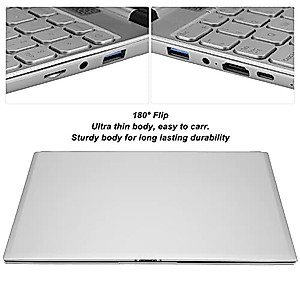 Business Laptop, 180 Degree Flip 1920 X 1080 Backlit Keyboard 100-240 V 15.6 in. Travel Laptop for Windows 10 (16G+256G US Plug)