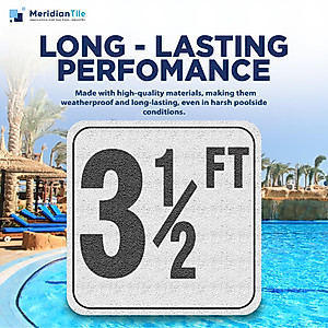 Aquatic Custom Tile, 3 1/2FT Pool Depth Markers, 6x6 Inches Vinyl Pool Stickers, Swimming Pool Number Markers, Pool Safety Signage, Adhesive Pool Depth Markers Stickers for Decks, Made in USA