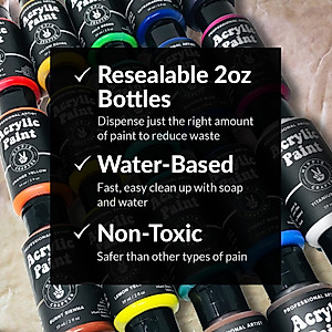 Craft Paint Acrylic Premium Acrylic Paint Set 20 Colors Paint Acrylic | Canvas Paint Ceramic Outdoor Wood Clay Glass Rock Painting 2oz 60ml Bottles for Adults Artists Beginners and Kids Art Supplies