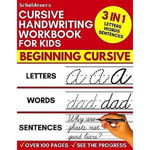 Cursive Handwriting Workbook for Kids: 3-in-1 Writing Practice Book to Master Letters, Words & Sentences