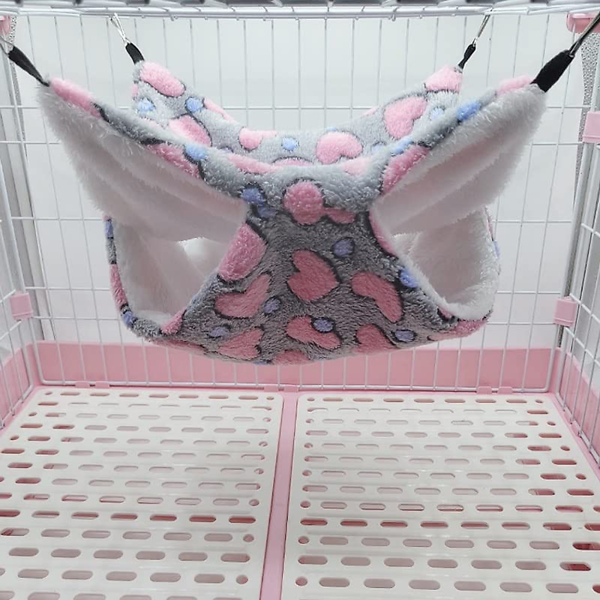 WODMB Small Pet Hammock Hanging Beds Cage Small Animal Hammock Comfortable Double-Layer Plush Cotton Hanging Cage (Color : A, Size : S Code)