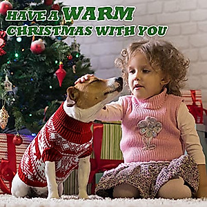 4 Pieces Dog Christmas Sweater Warm Knit Dog Sweater Turtleneck Cute Soft Dog Sweater Costume Reindeer Snowflake Dog Christmas Outfit Cold Weather Pet Christmas Clothes for Dog Puppy (Small)