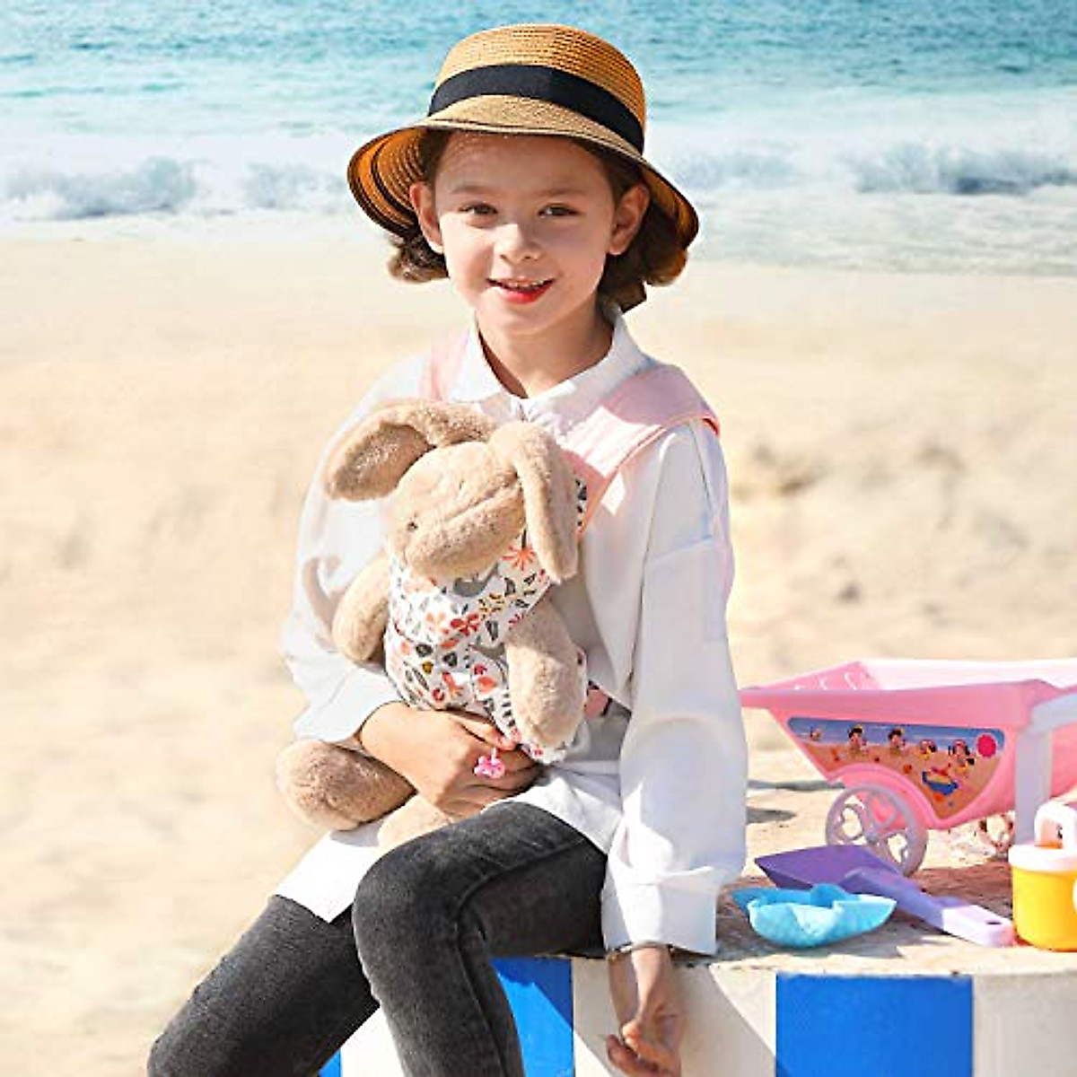 GAGAKU Toy Baby Carrier for Dolls Doll Accessory Stuffed Animal Carrier for Kids with Adjustable Straps - Pink Deer