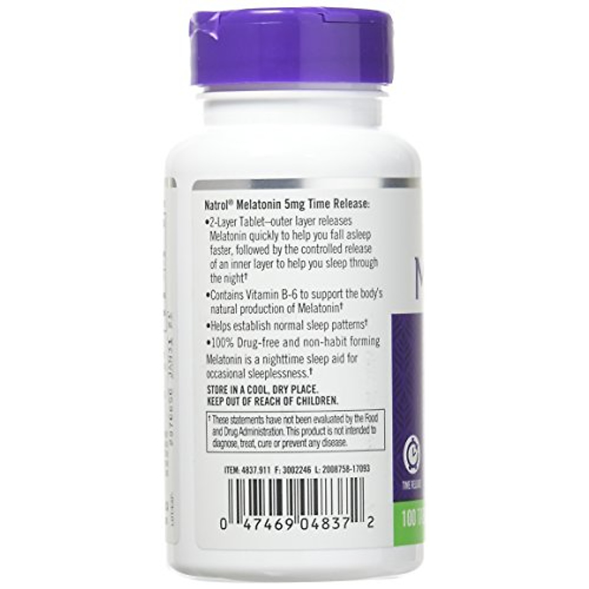 Melatonin 5 mg Time Release by Natrol 100 Tablets