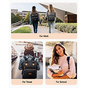 BAGSMART Backpack for Women, Laptop Backpack Fits 15.6 Inch Computer, Teacher Backpack, Bookbags with Charging Port Hole for College Work Business, Black