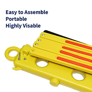 BISupply Folding Barricade – 8 Ft Portable Road Safety Barriers with Reflectors, Construction Barricade Safety Fence