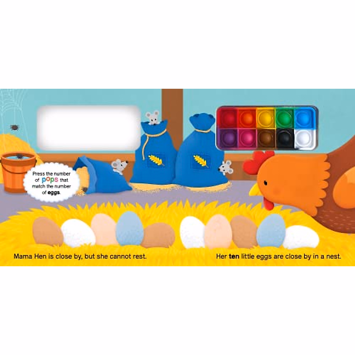 Farm Counting Adventure - Children's Touch and Pop Board Book with Fidget Pop Toy